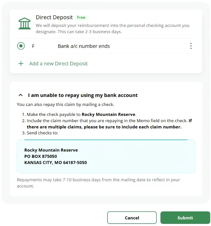 Repayment Required on a Claim or Transaction – Rocky Mountain Reserve