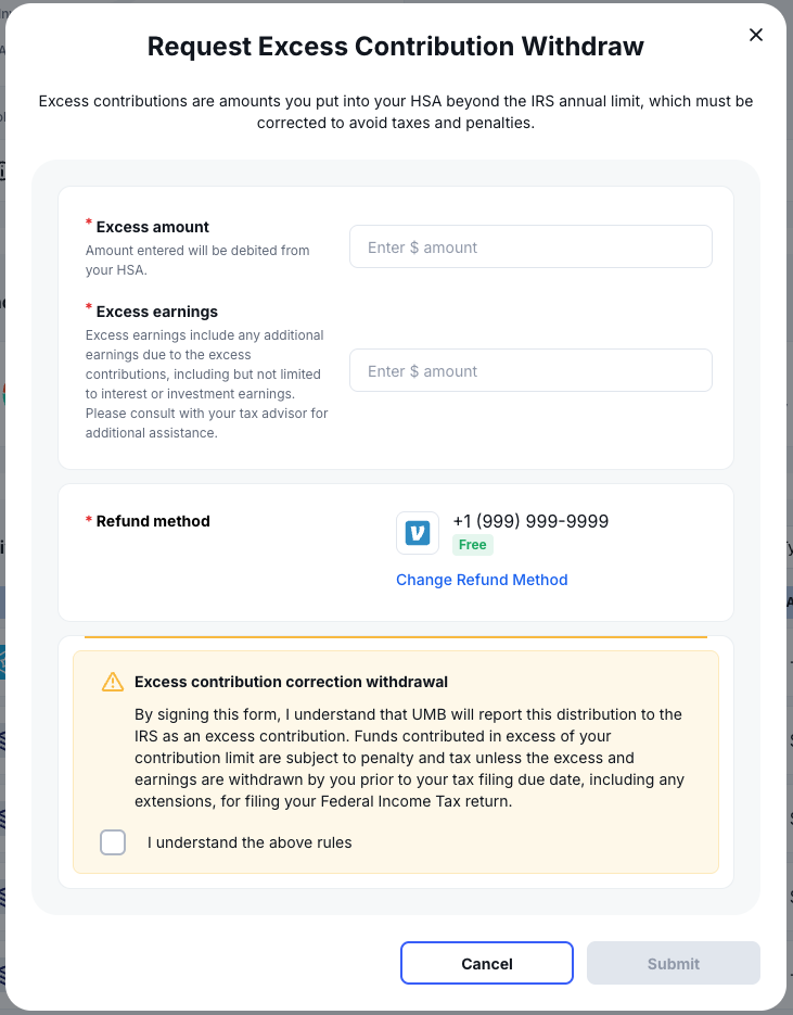 HSA Excess Contribution Withdrawal – Rocky Mountain Reserve